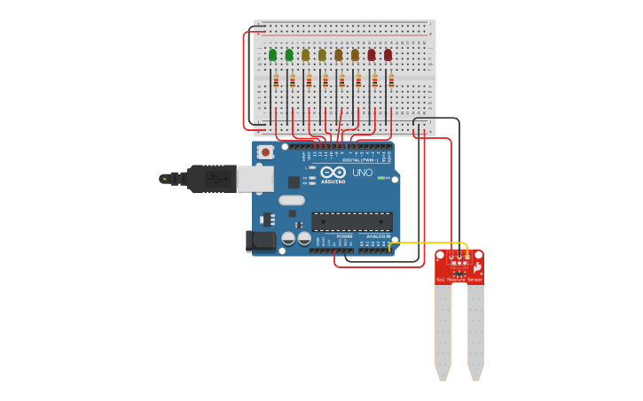 Circuit design Sensor de Humidade - CODE - Tinkercad
