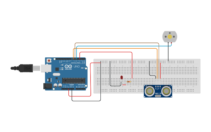 Circuit design José Doñán Motor de CC y LED - Tinkercad