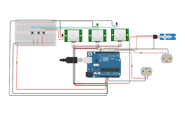 Circuit design Industrial robots project - Tinkercad