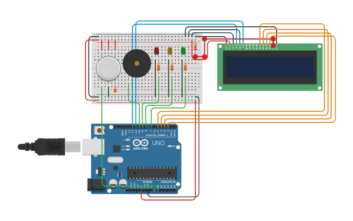Circuit design Gas Sensor Project - Tinkercad