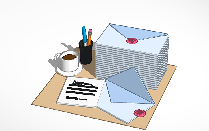 3D design Open-Envelope & Letter + more of them - Tinkercad