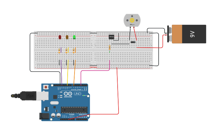 Circuit design Acionamento de motor com Tip 120 - Tinkercad