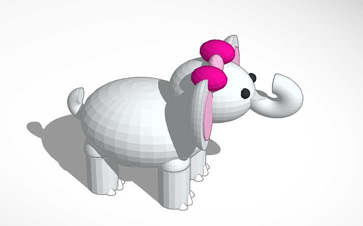 3D design Elephant With Bow | Tinkercad