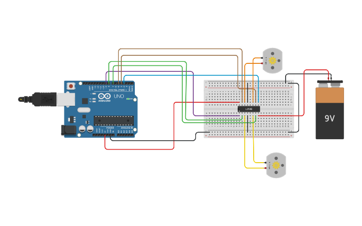Circuit design 1721168-L293D Motor Driver | Tinkercad
