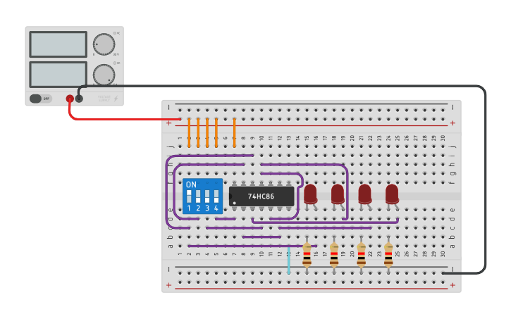 Circuit design Gray to Binary Code - Tinkercad