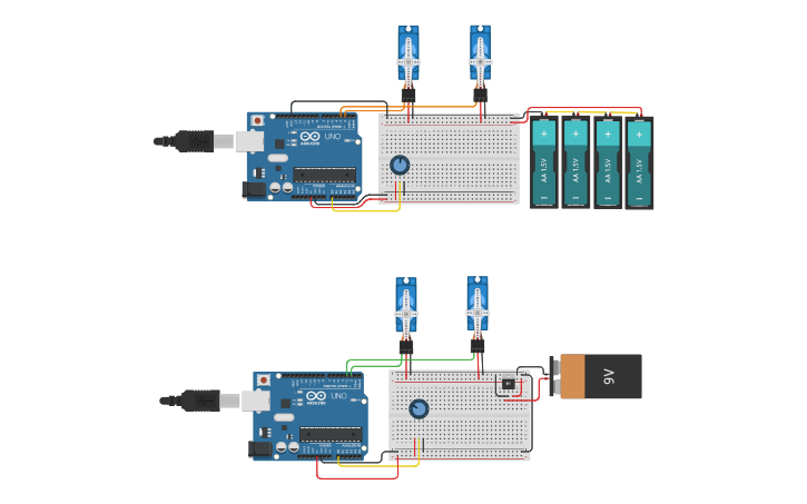 Circuit Design Aula 25 Servomotores Tinkercad