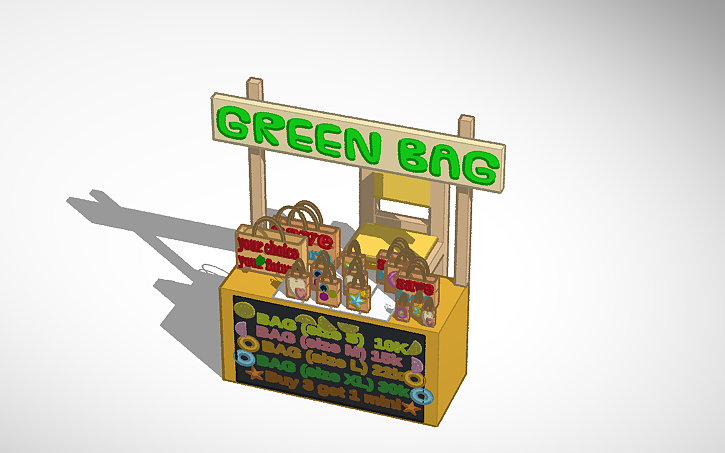 3D design green bag - Tinkercad