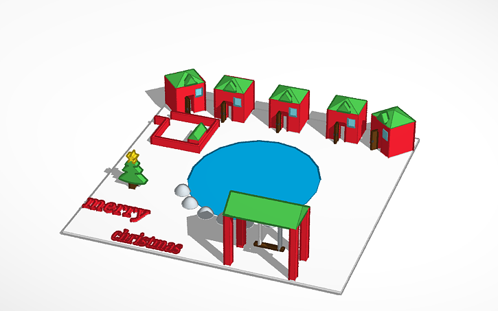 3D design Christmas village - Tinkercad