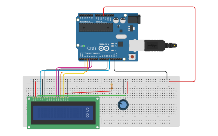 Circuit design Senha do Wi-Fi - Display de LCD 16x2 | Tinkercad Circuit design Senha do Wi-Fi - Display de LCD 16x2 | Tinkercad