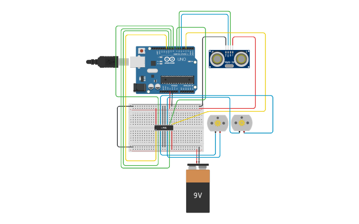 Circuit design Robot Mini Sumo - Tinkercad