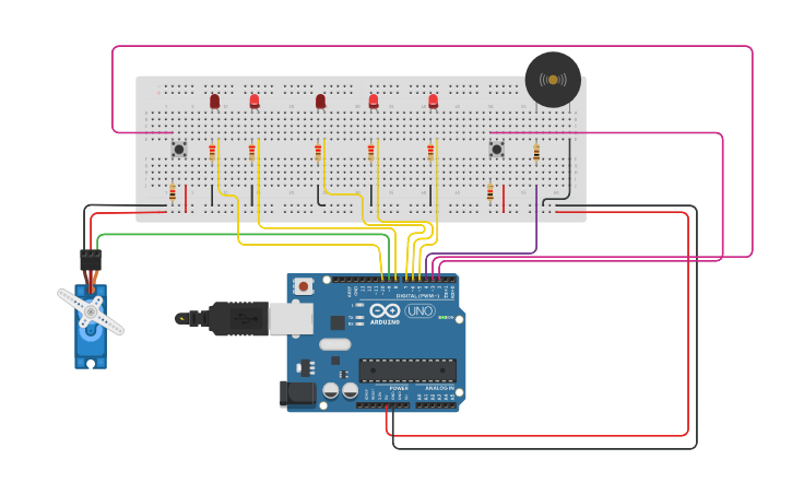 Circuit design AHOB installatie aansturing - Tinkercad