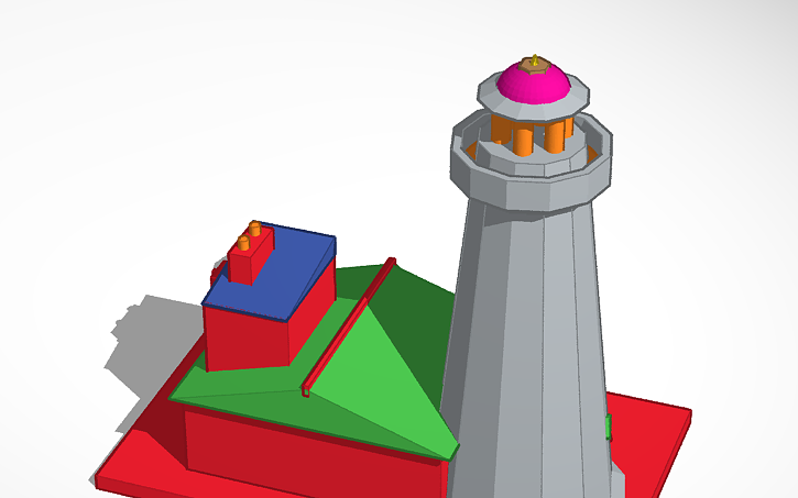 3D design Techacademy lighthouse with house - Tinkercad