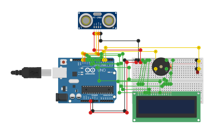 Circuit design Program 7: Ultrasonic Distance Sensor - Tinkercad