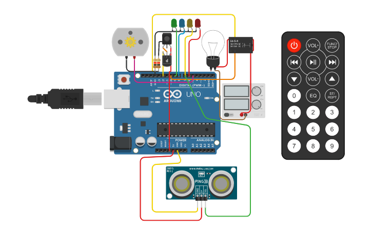 Circuit design dc motor remote - Tinkercad