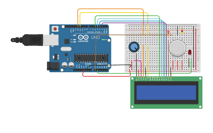 Circuit design Smoke detector - Tinkercad