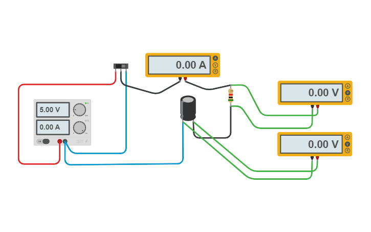 Circuit design Laadcurve condensator | Tinkercad