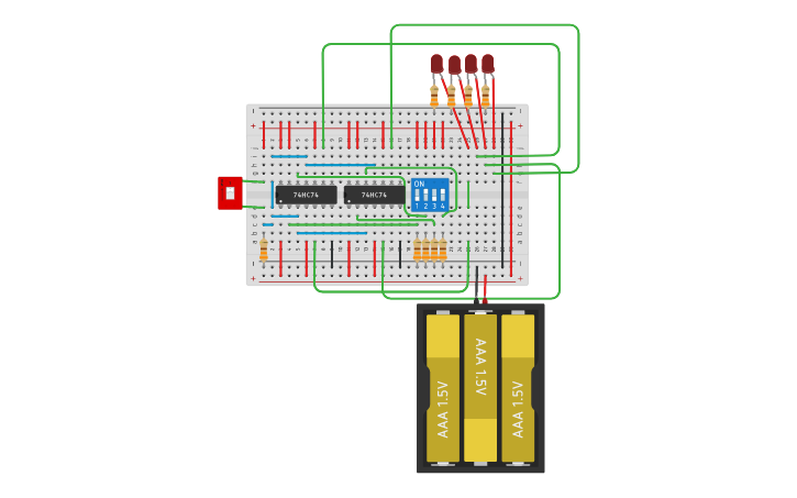 Circuit design D flip flop as Buffer Register | Tinkercad