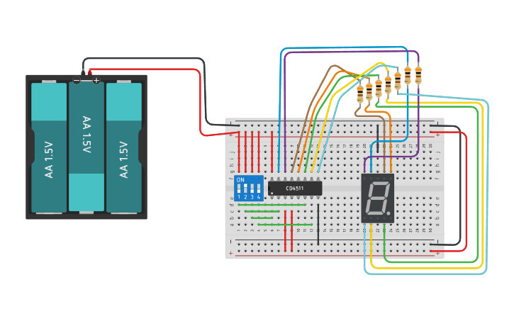 Circuit design Decoder 7 Segmentos - Tinkercad Circuit design Decoder 7 Segmentos - Tinkercad
