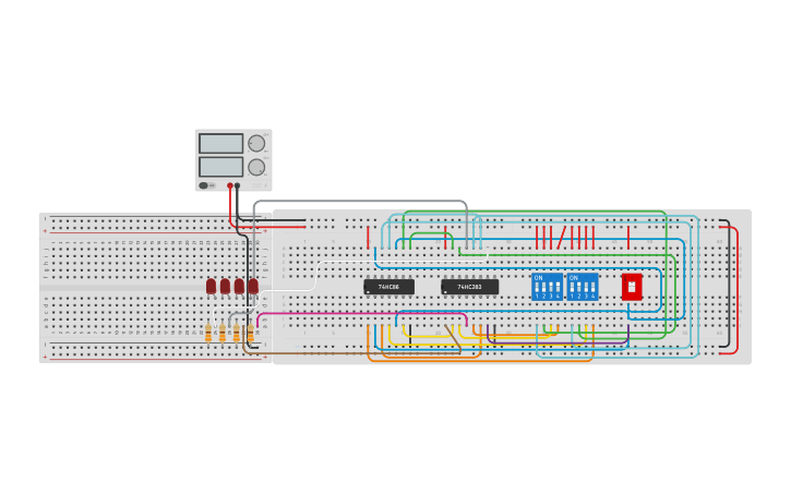 Circuit design Ejercicio Restador 4 Bits Equipo 5 - Tinkercad