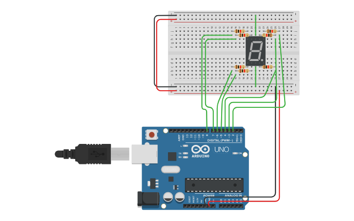 Circuit design 7 segment Displsy | Tinkercad