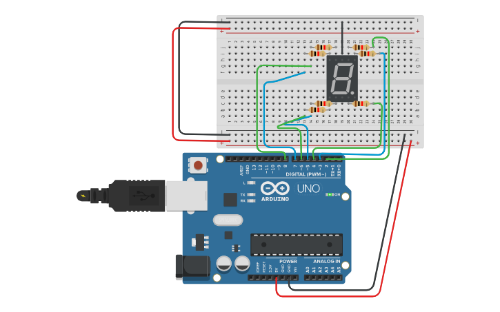 Circuit design LCD-7seg - Tinkercad