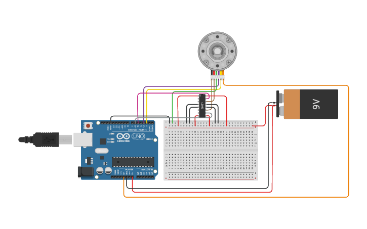 Circuit design DC motor with encoder - Tinkercad