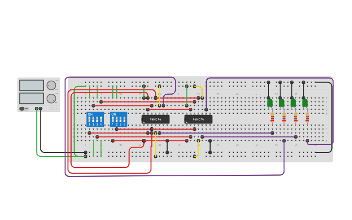 Circuit design Parallel-in Parallel-out | Tinkercad