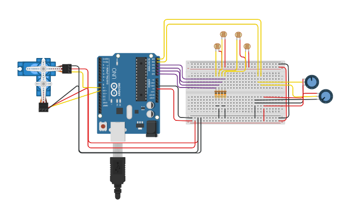 Circuit design solar tracker - Tinkercad