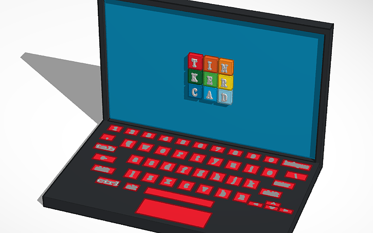 3D design Laptop with red keys | Tinkercad