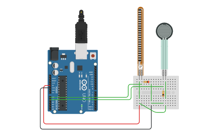 Circuit design Flex-Force Sensor | Tinkercad