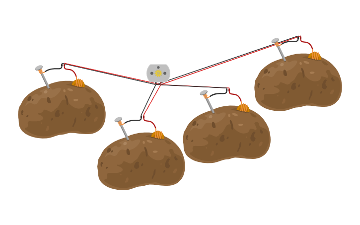 Circuit design Copy of Copy of Circuito da Batata - Tinkercad Circuit design Copy of Copy of Circuito da Batata - Tinkercad