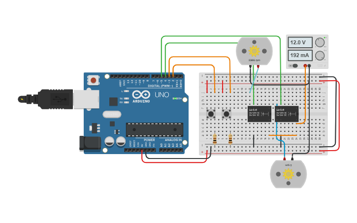 Circuit design PRACTICA ARDUINO / CONTROL DE MOTORES - Tinkercad