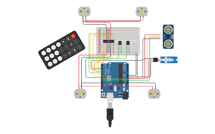 Circuit Design Obstacle Avoiding Car And Ir Remote Control Tinkercad