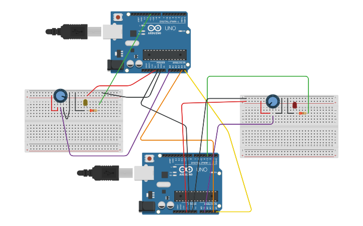 Circuit design Maestro-Esclavo - Tinkercad