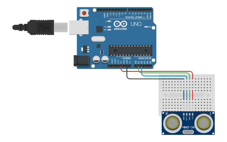 Circuit Design Incomplete Social Distancing Sensor Tinkercad