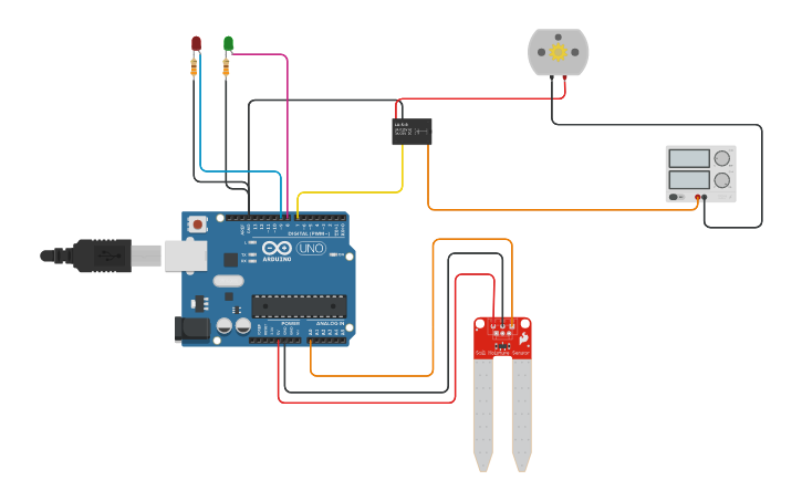 Circuit design Smart Agriculture Monitoring System - Tinkercad