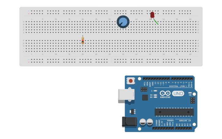 Circuit Design Control Led Brightness With Potentiometer Demo Tinkercad