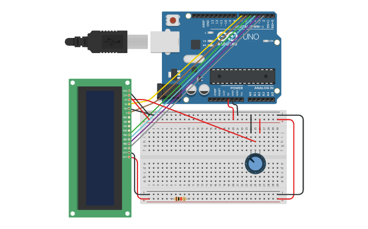 Circuit design Diseño de arduino LCD - Tinkercad