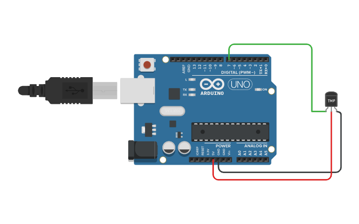 Circuit design temperature sensor using Arduino - Tinkercad