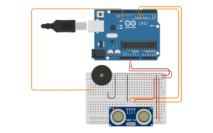 Circuit Design Social Distancing Detector Tinkercad