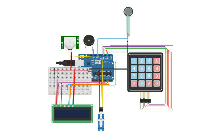 Circuit design Smart Door Locking System using Arduino - Tinkercad