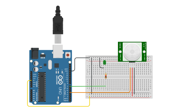 Circuit design Clarito_PIR Motion Sensor | Tinkercad