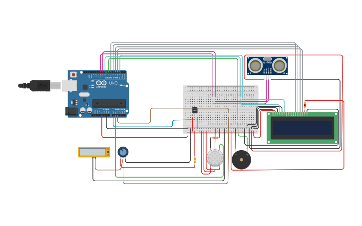 Circuit design Smart weather monitoring system - Tinkercad