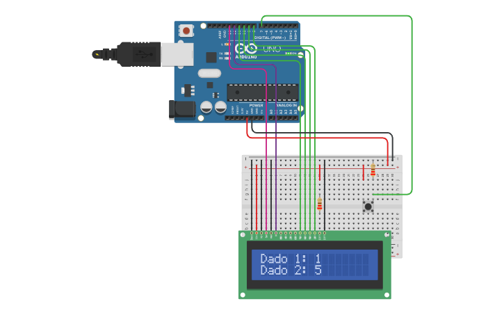 Circuit design dado electrónico | Tinkercad
