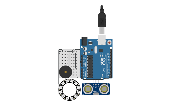 Circuit Design Social Distancing Sensor Tinkercad
