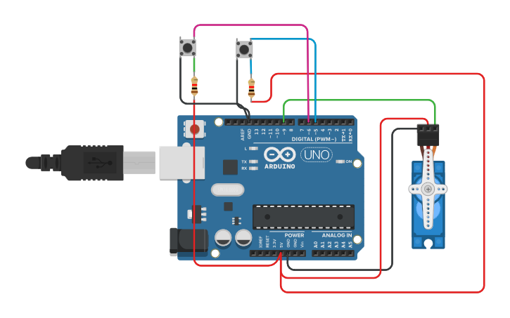 Circuit design BAB 8 : Tugas Praktik Arduino Motor Servo - Tinkercad Circuit design BAB 8 : Tugas Praktik Arduino Motor Servo - Tinkercad