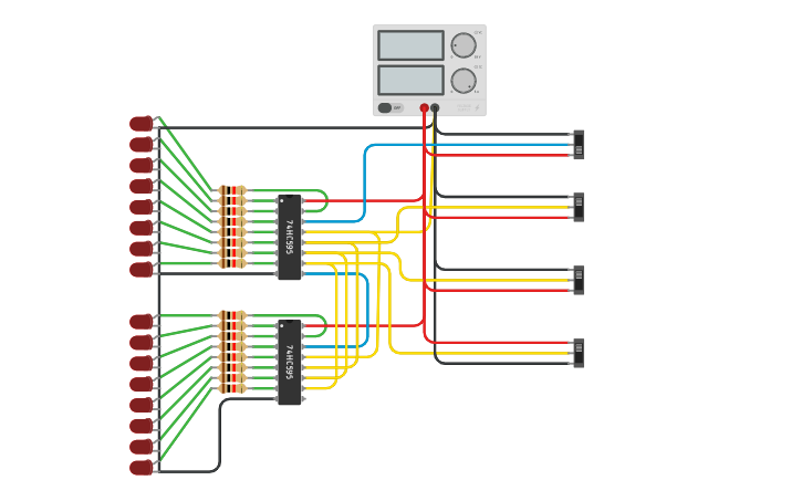 Circuit design Cascaded Shift Register | Tinkercad
