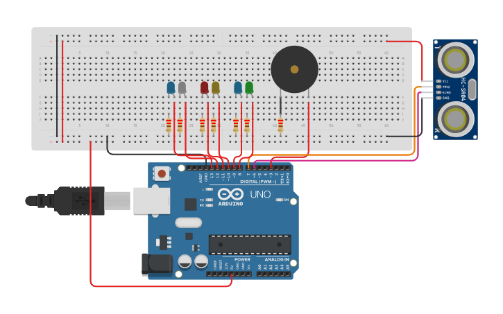 Circuit design Sensor de proximidad - Esteban Caceres | Tinkercad Circuit design Sensor de proximidad - Esteban Caceres | Tinkercad