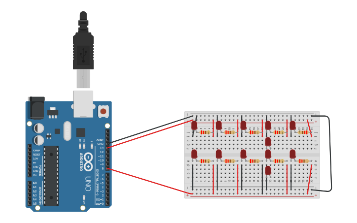 Circuit Design Leds Sequenciais Tinkercad