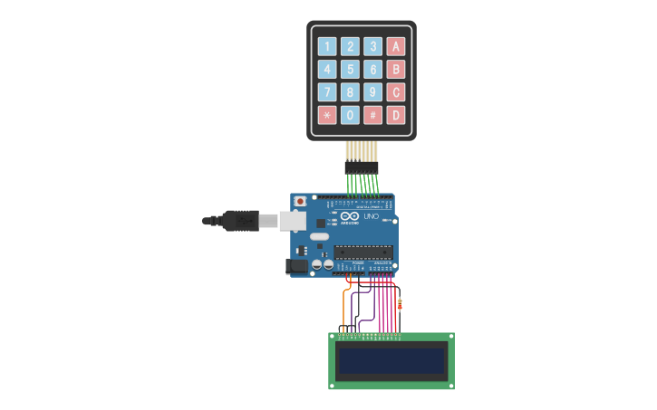 Circuit design LCD + Keypad 2 | Tinkercad